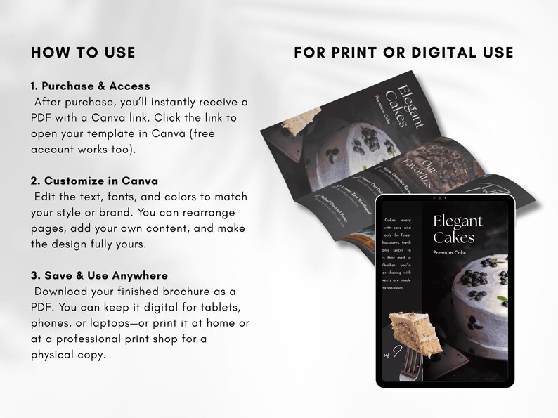 Cake Business Brochure Template Canva Bakery Menu Price List Pastry ...