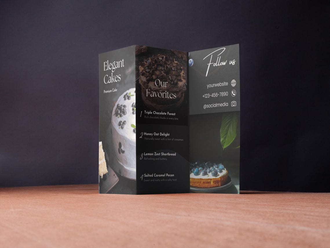 Cake Business Brochure Template Canva Bakery Menu Price List Pastry ...