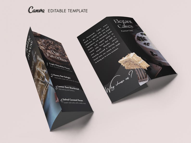 Cake Business Brochure Template Canva Bakery Menu Price List Pastry ...