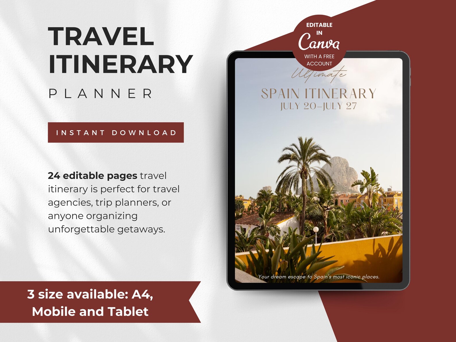 Editable Travel Itinerary Template: Customizable Trip Planner (canva ...