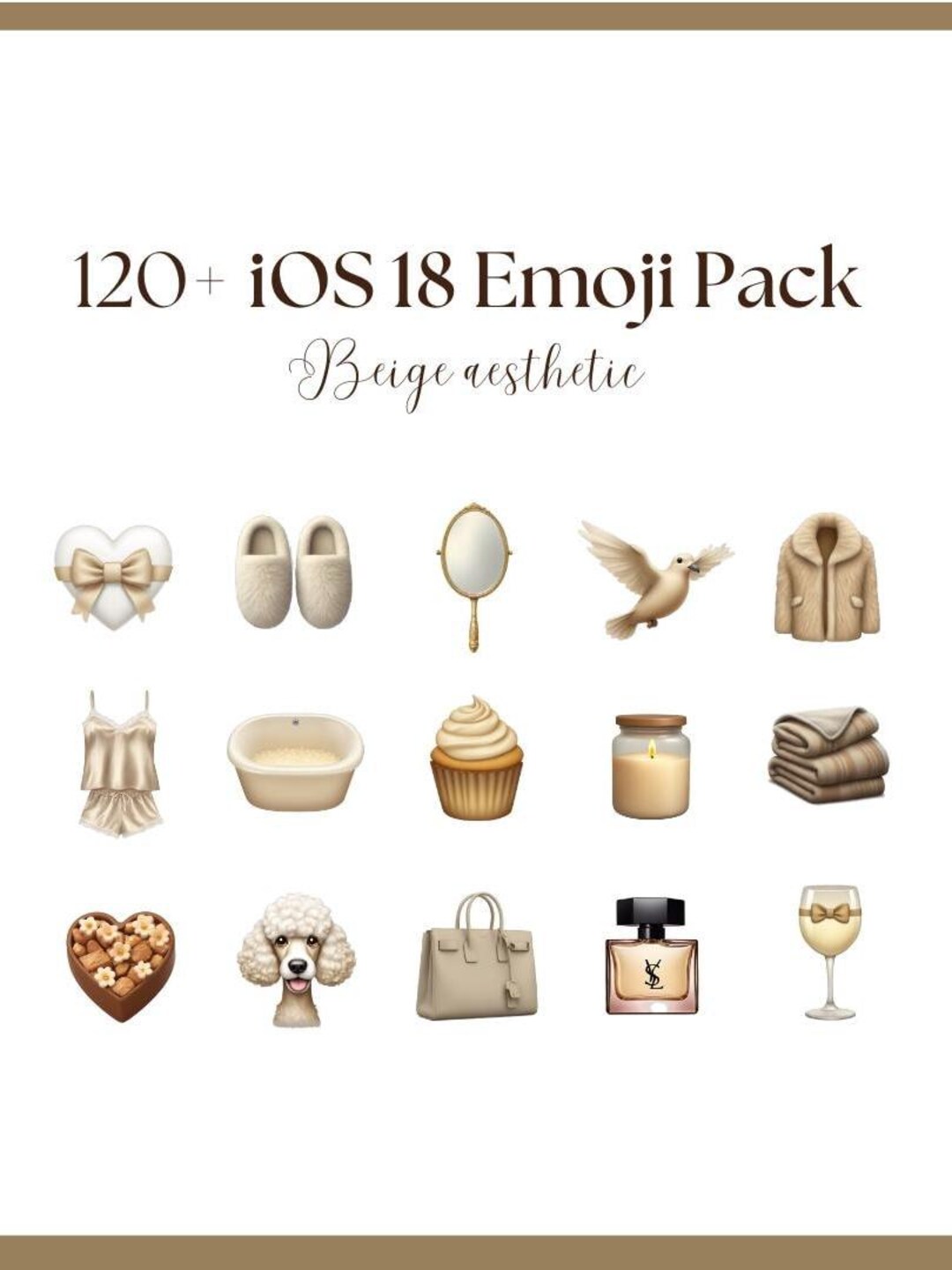 Ios 18 Emoji Sticker Pack, 120 Beige Aesthetic iPhone Emojis, Apple ...