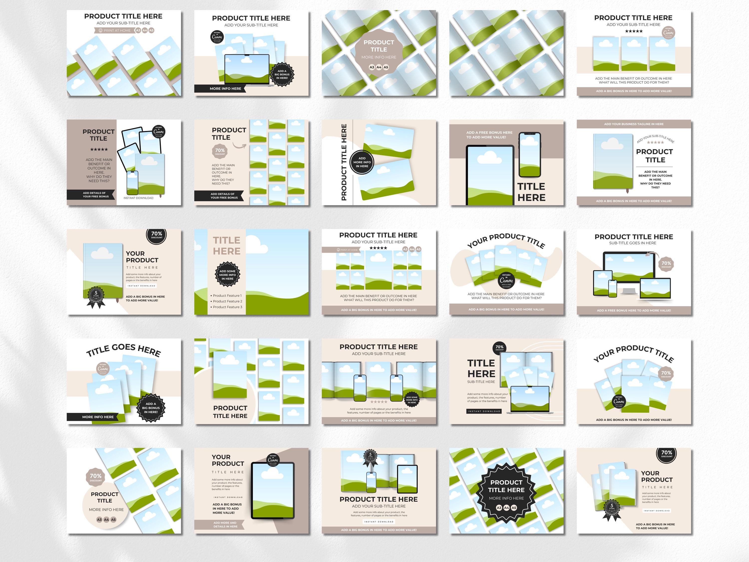Canva Mockup Templates Bundle: Digital Product Listing Mockups (digital ...