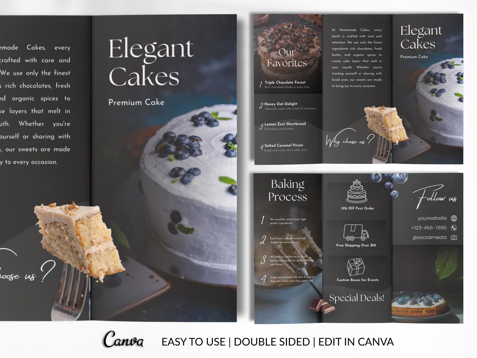 Cake Business Brochure Template Canva Bakery Menu Price List Pastry ...