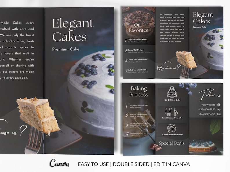 Cake Business Brochure Template Canva Bakery Menu Price List Pastry ...