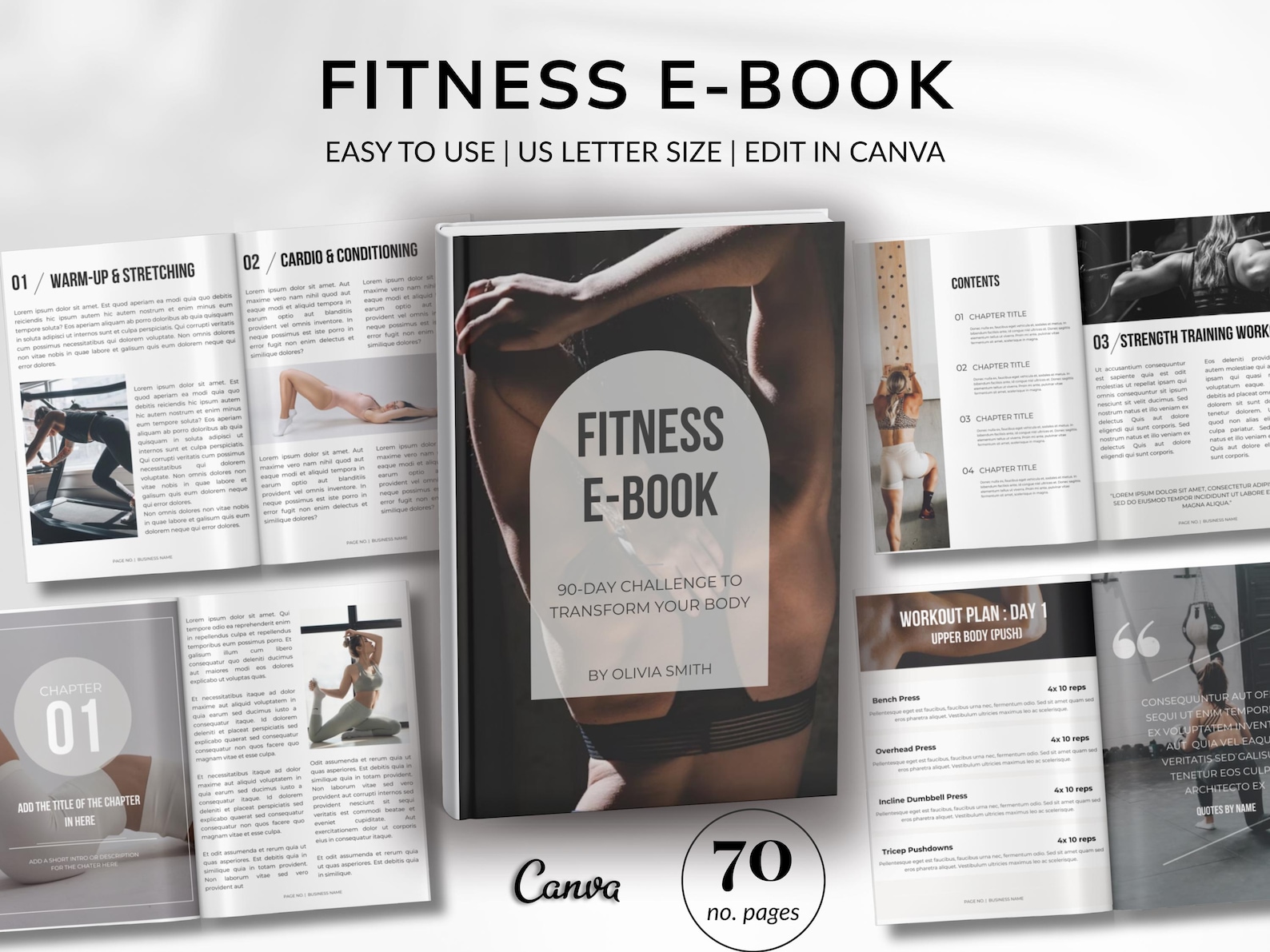 Fitness Ebook Template 70-page Canva Workbook for Coaches Digital ...