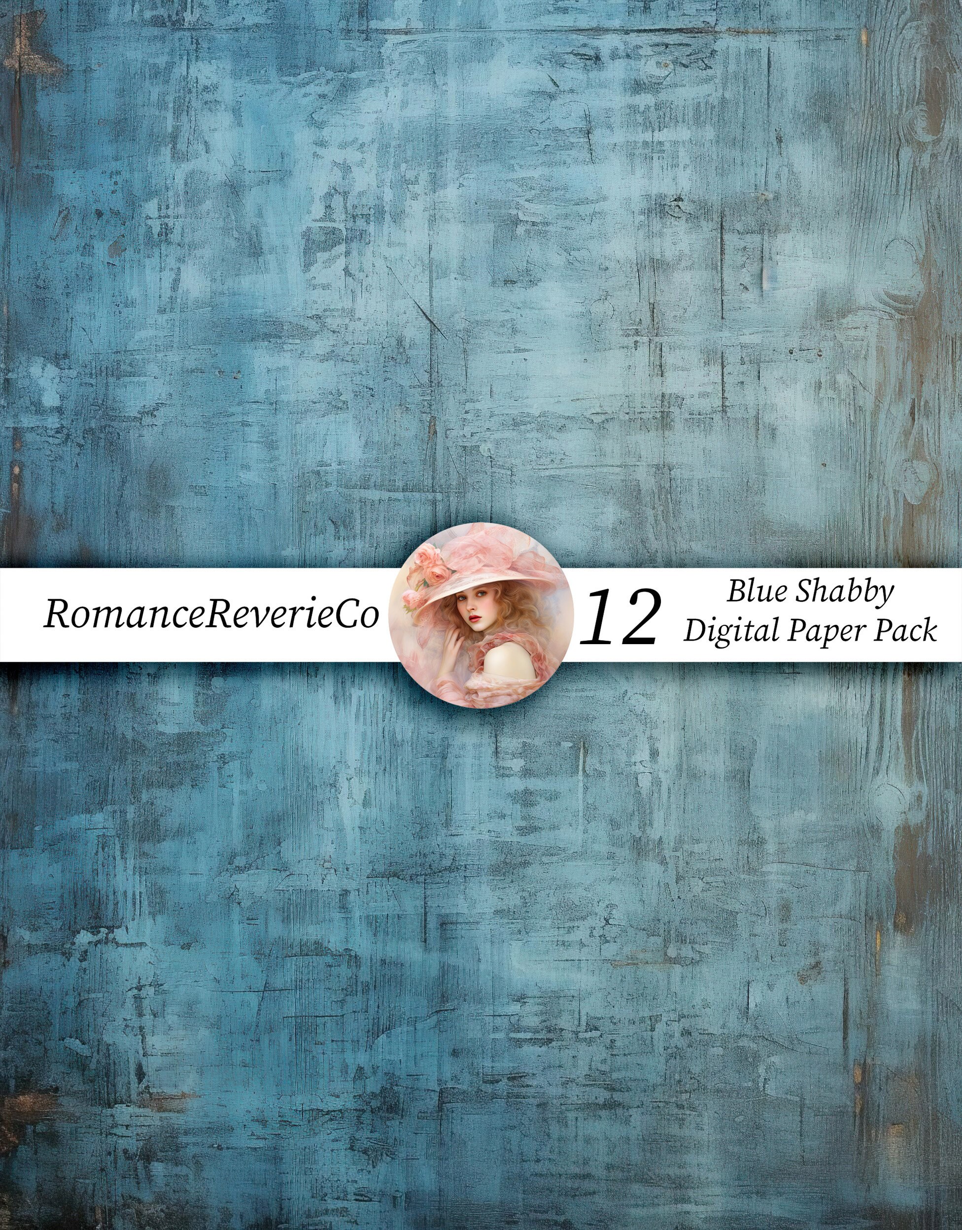 MINI 12 Bundle, Blue Shabby, Junk Journal Paper, Background, Digital ...