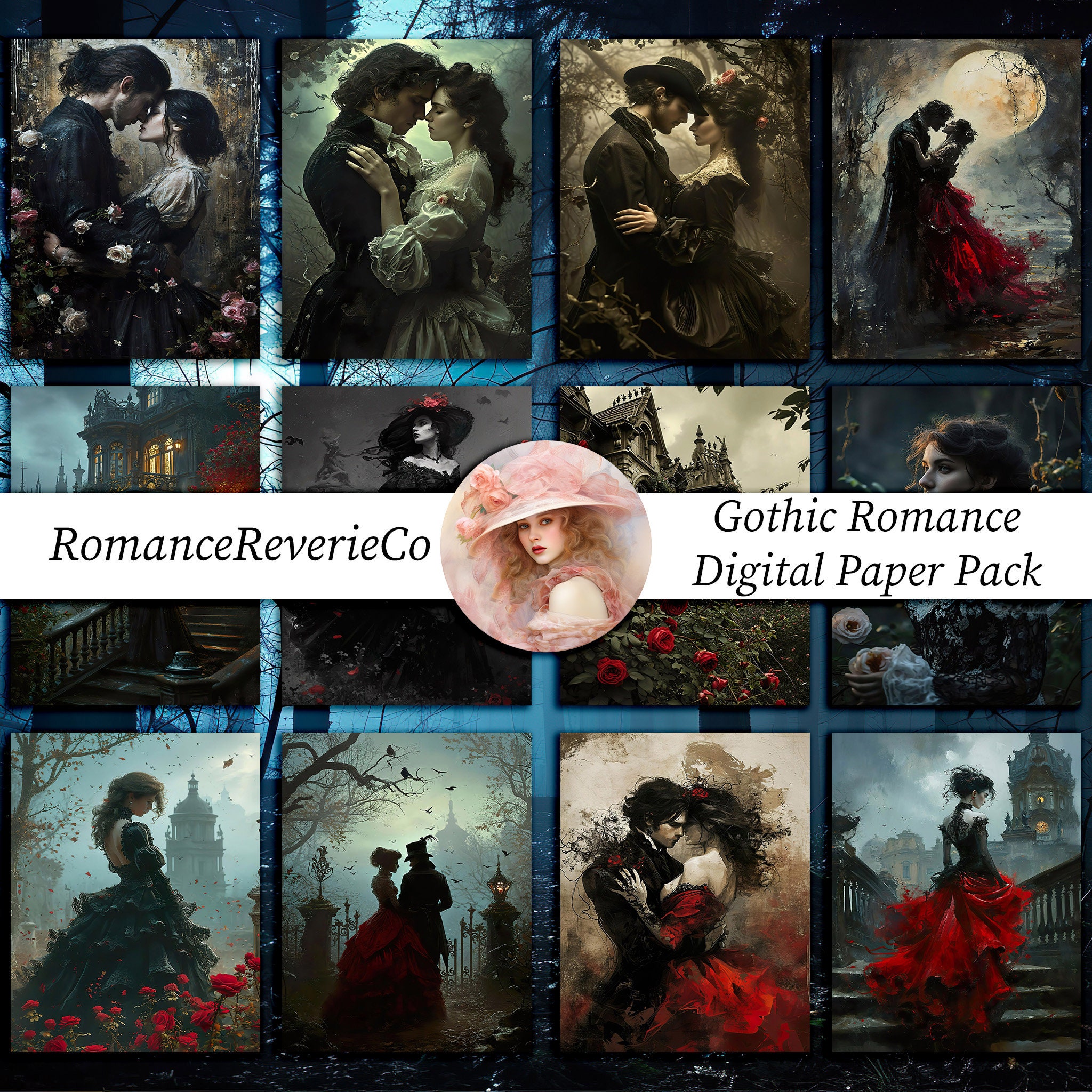 Dark Romance Printable Junk Journal Kit, Gothic Romance, Goth Ephemera ...