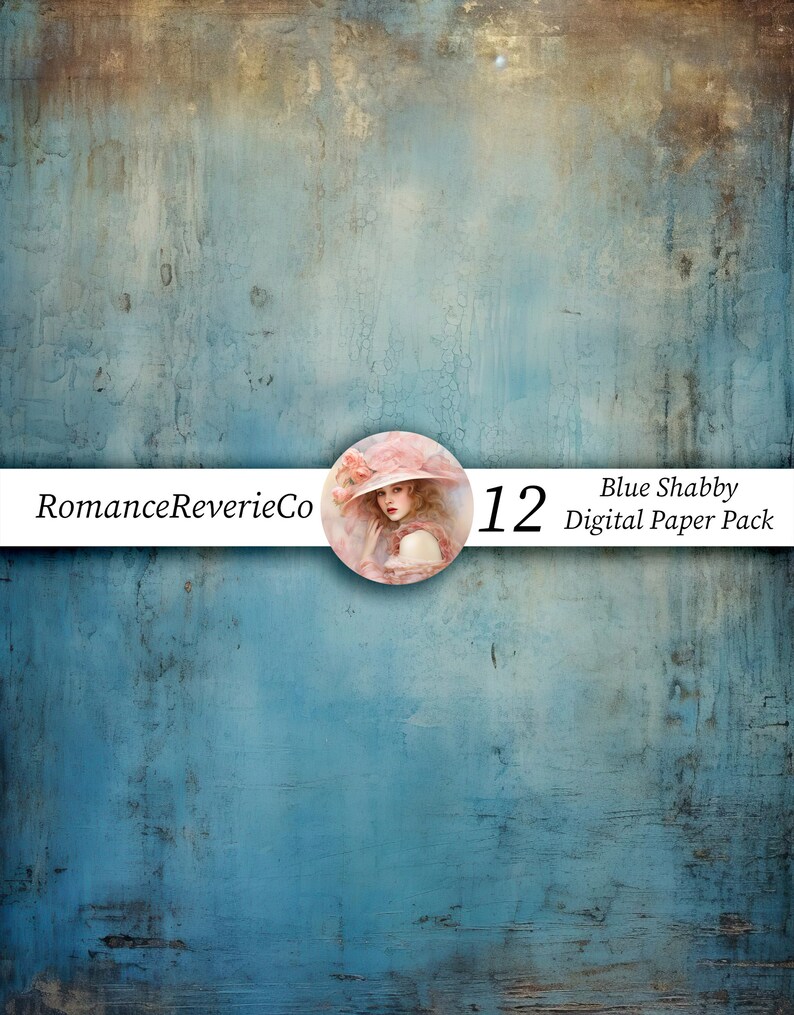 MINI 12 Bundle, Blue Shabby, Junk Journal Paper, Background, Digital ...