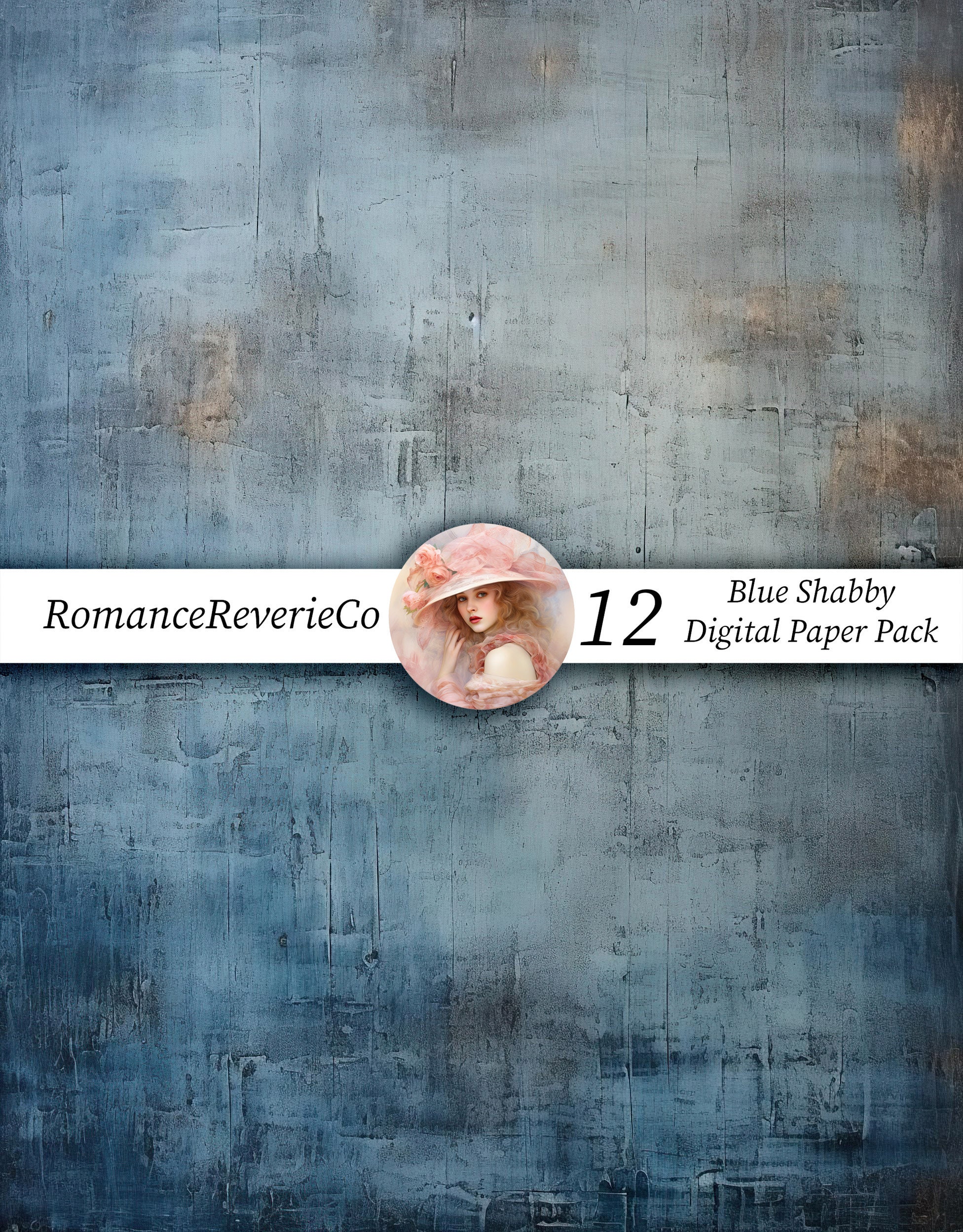 MINI 12 Bundle, Blue Shabby, Junk Journal Paper, Background, Digital ...