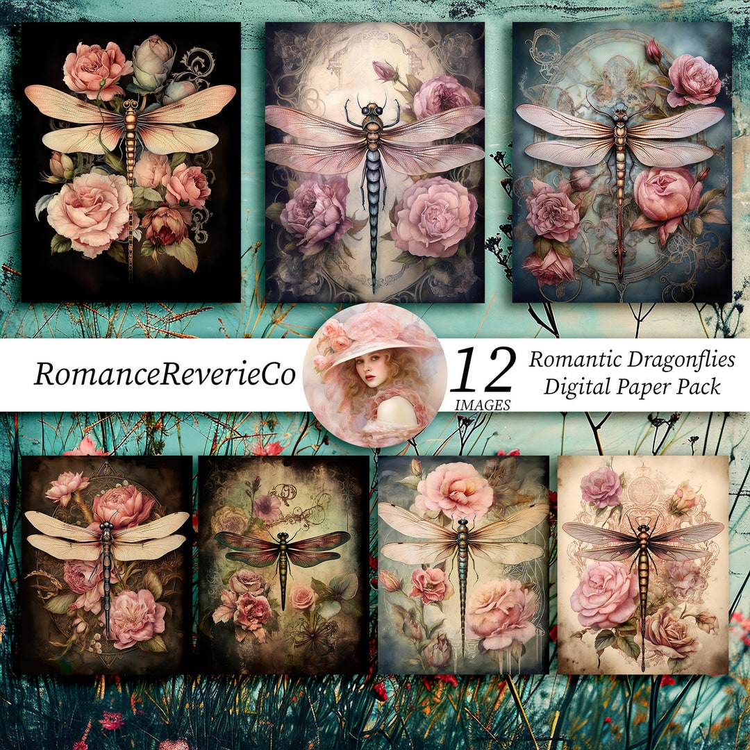 Romantic Shabby Chic Dragonfly Ephemera Junk Journal Kit - Etsy