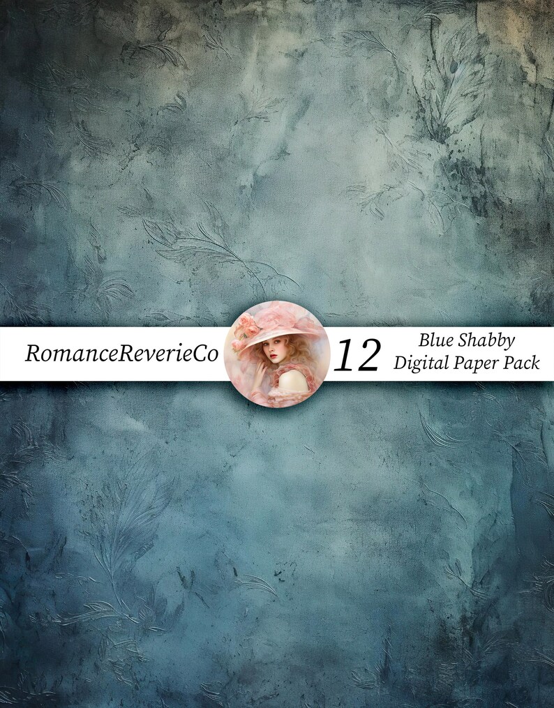 MINI 12 Bundle, Blue Shabby, Junk Journal Paper, Background, Digital ...