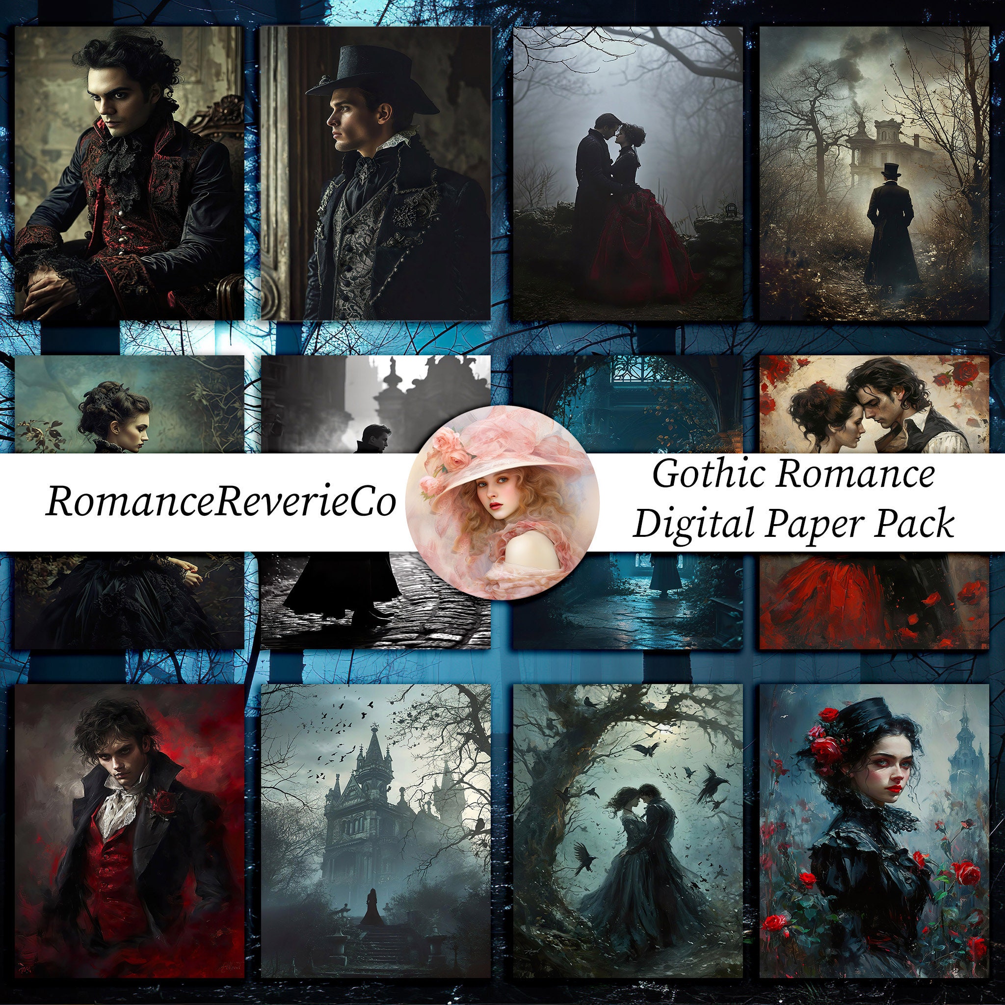 Dark Romance Printable Junk Journal Kit, Gothic Romance, Goth Ephemera ...