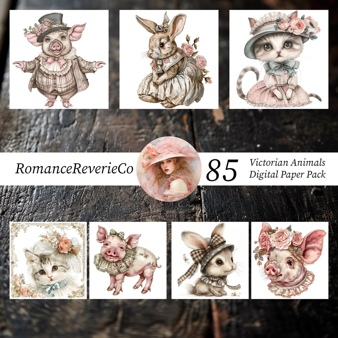85 Cute Shabby Victorian Animal Images Perfect for Scrapbooking ...