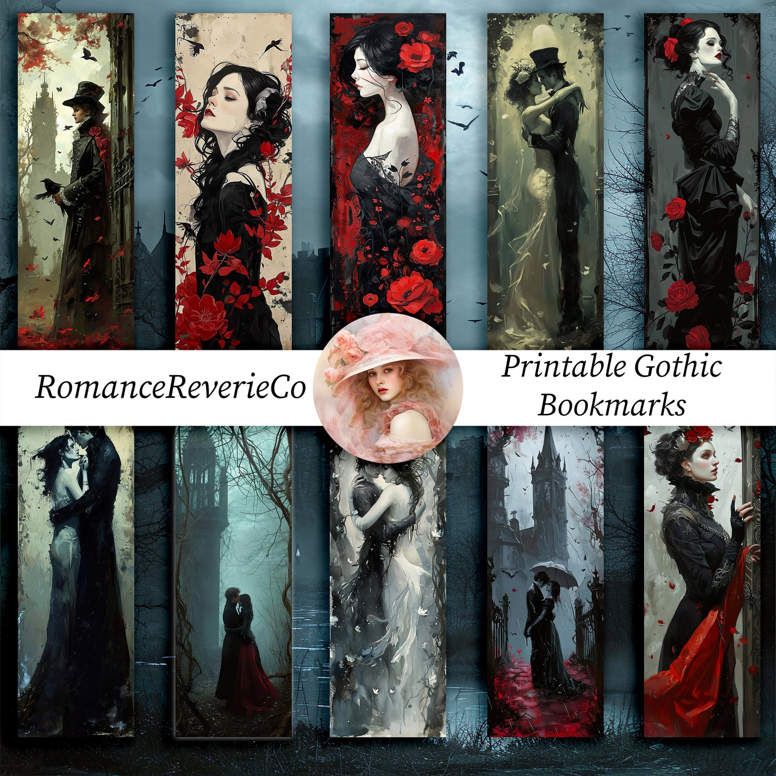 Gothic Printable Bookmark Collection Perfect Gift for Book Lovers - Etsy