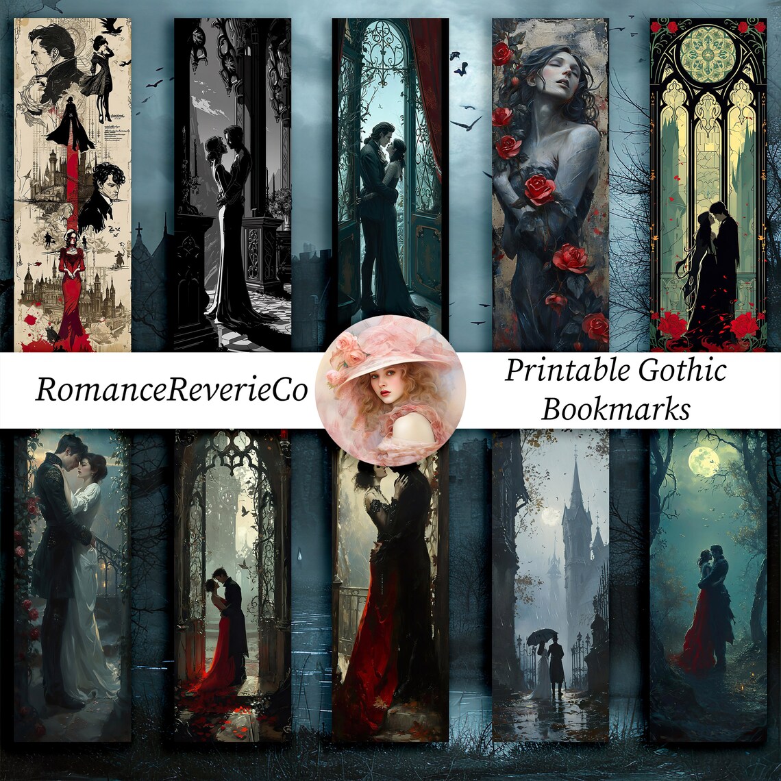 Gothic Printable Bookmark Collection Perfect Gift for Book Lovers - Etsy