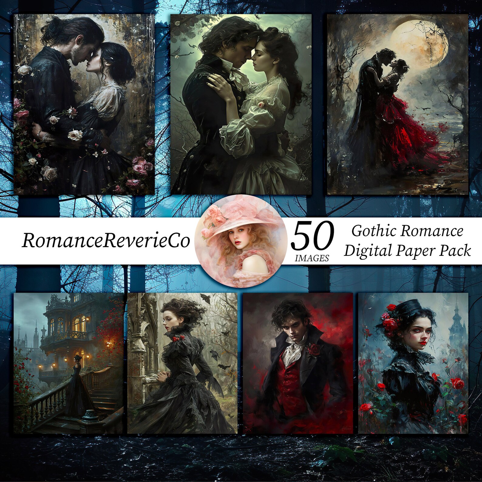 Dark Romance Printable Junk Journal Kit, Gothic Romance, Goth Ephemera ...