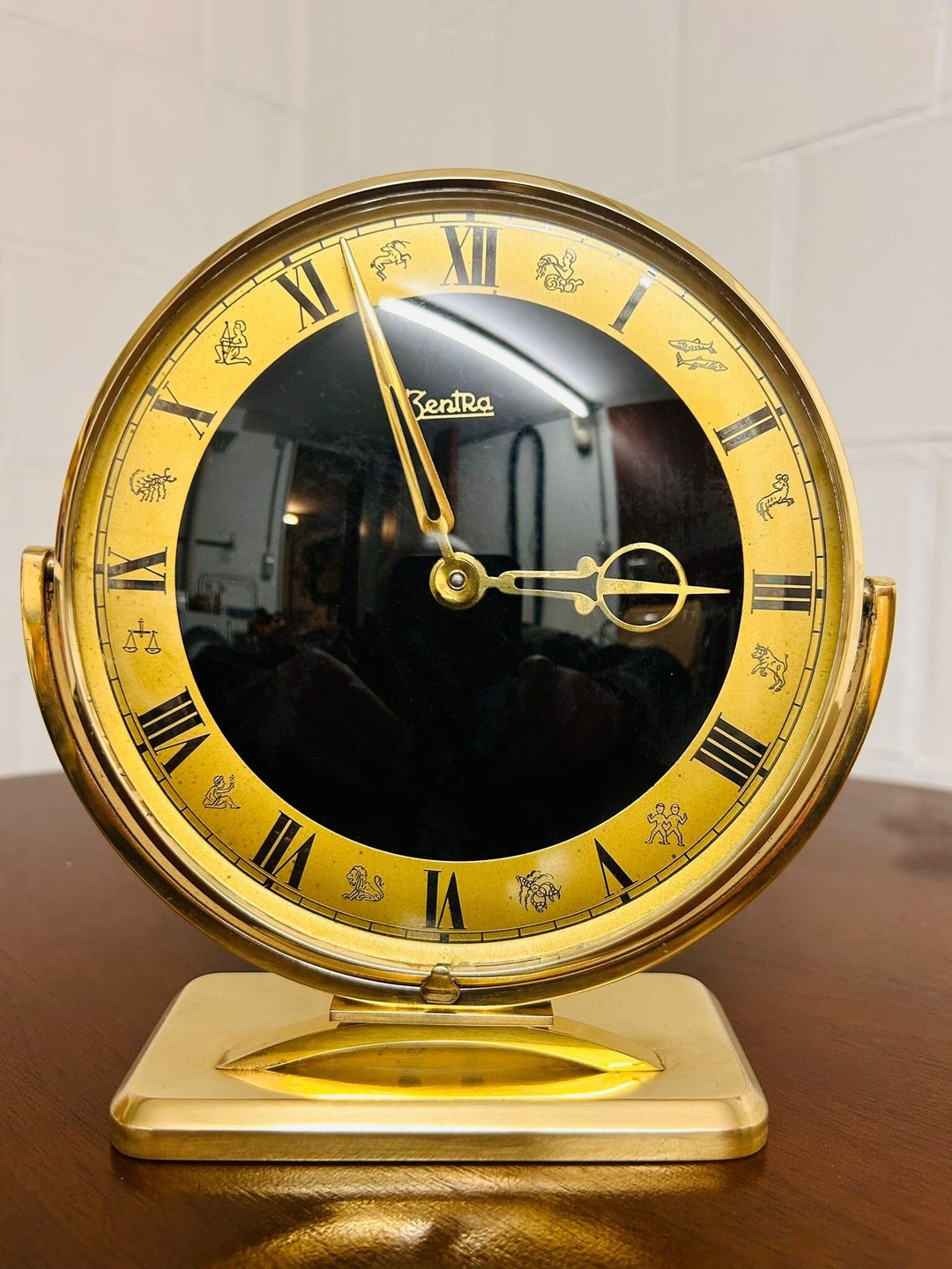 Vintage Table Clock From Zentra Made of Brass - Etsy