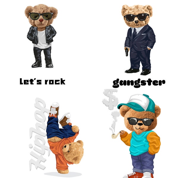 Gangster Teddy Bear Drawing - Etsy
