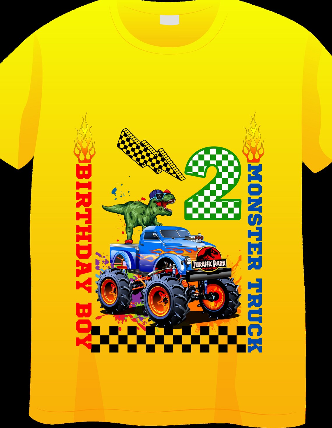T Rex Birthday Png,monster Truck Png,flaming Truck,colorful Watercolor ...