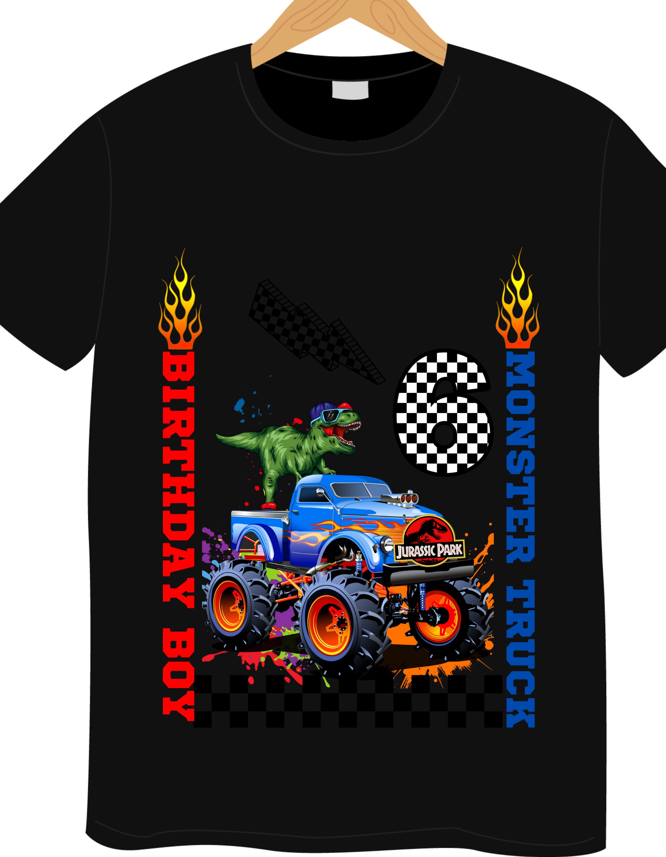 T Rex Birthday Png,monster Truck Png,flaming Truck,colorful Watercolor ...