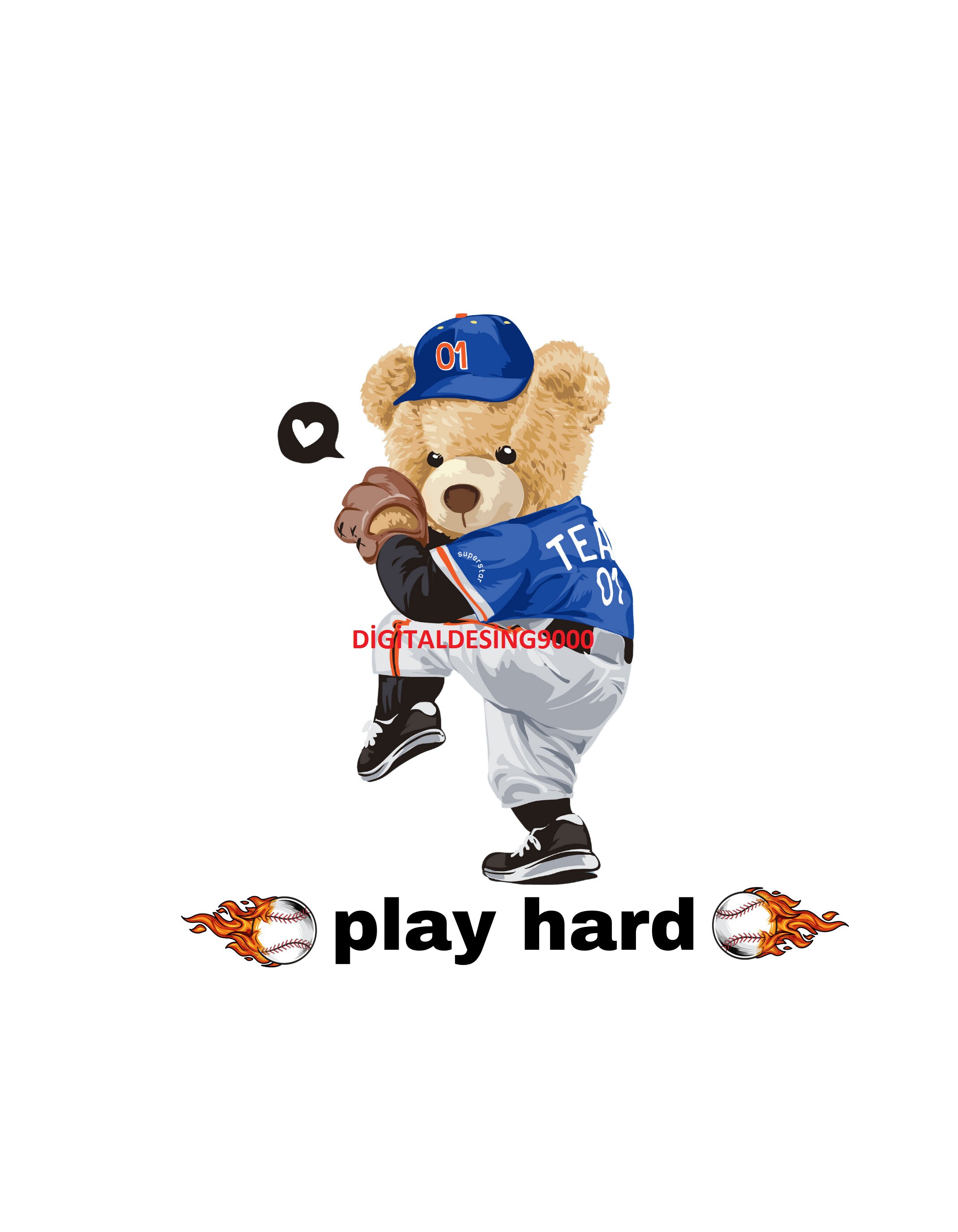 Playing Hard Baseball,baseball Png,baseball Teddy Bear Player,number ...