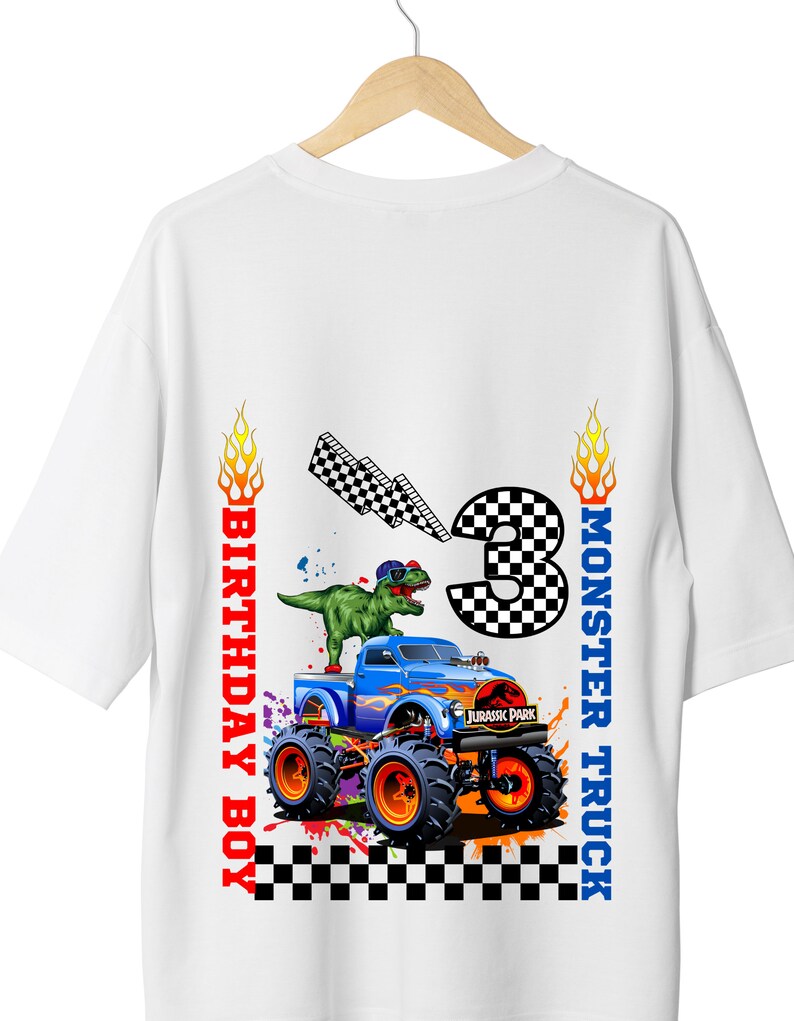 T Rex Birthday Png,monster Truck Png,flaming Truck,colorful Watercolor ...