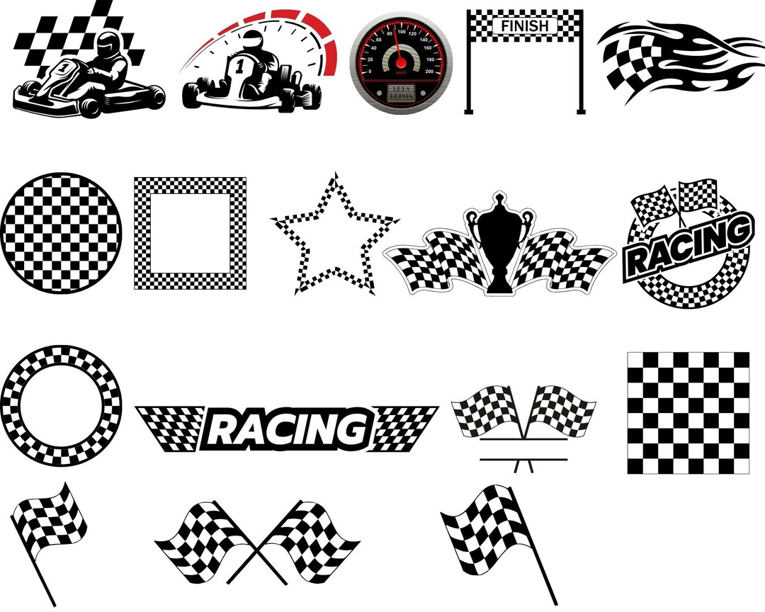 Checkered Racing Shapes, 17 Svg 17 Png File,checkered Racing, Checkered ...