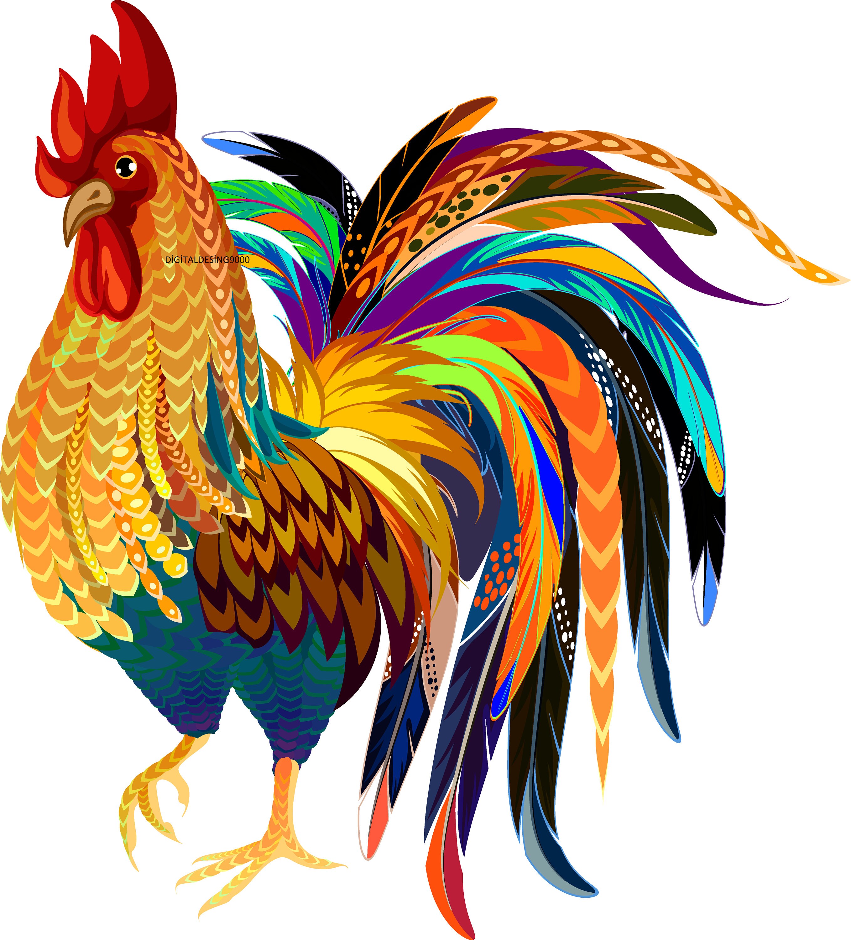 Colorful Rooster Png, New Year Rooster, Chinese Astrology, Rooster ...