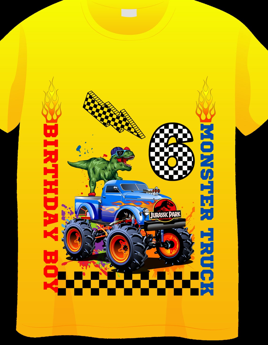 T Rex Birthday Png,monster Truck Png,flaming Truck,colorful Watercolor ...