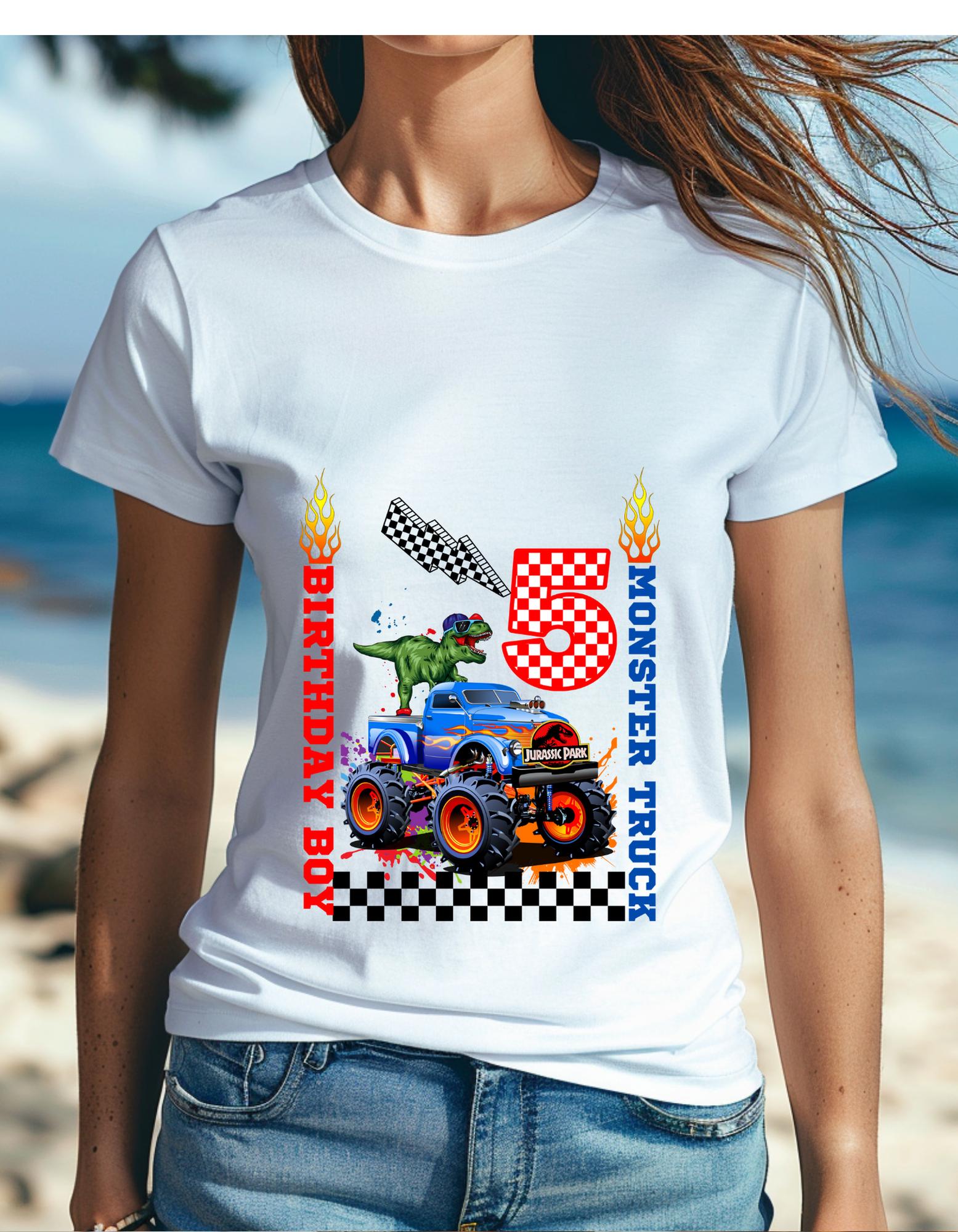 T Rex Birthday Png,monster Truck Png,flaming Truck,colorful Watercolor ...