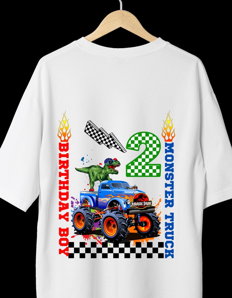 T Rex Birthday Png,monster Truck Png,flaming Truck,colorful Watercolor ...