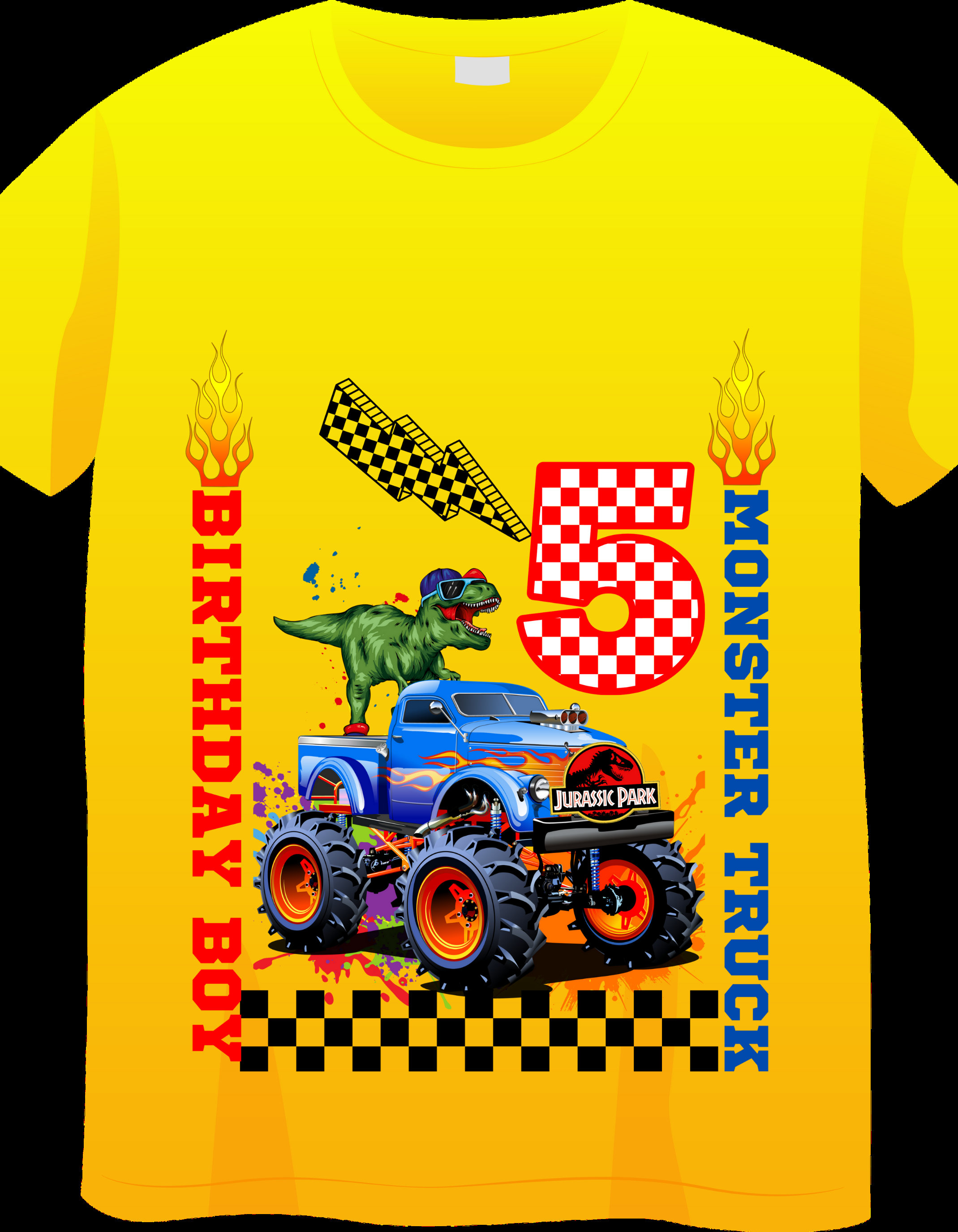 T Rex Birthday Png,monster Truck Png,flaming Truck,colorful Watercolor ...
