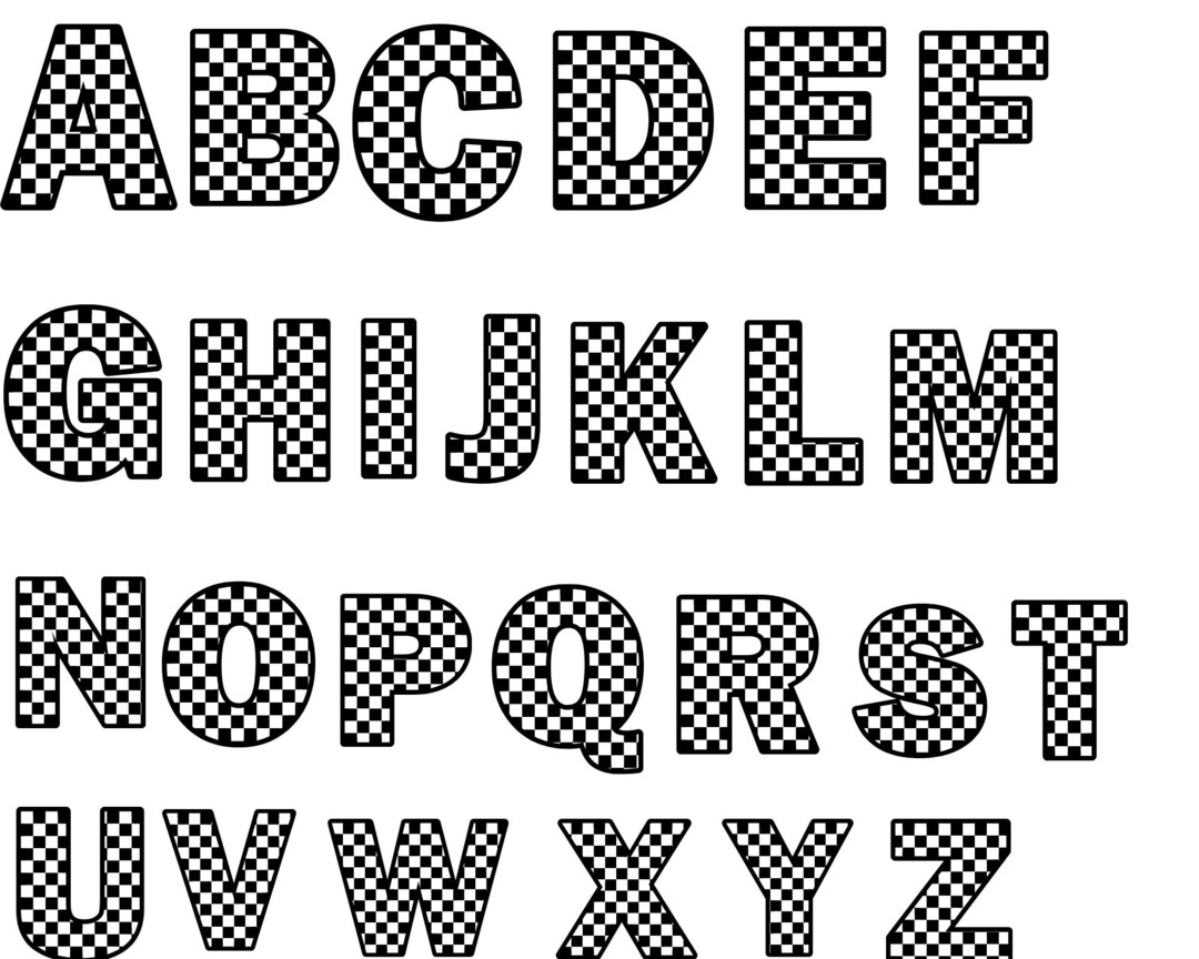 Racing Checkered Alphabet and Numbers Svg Png Bundle,checkered Letters ...