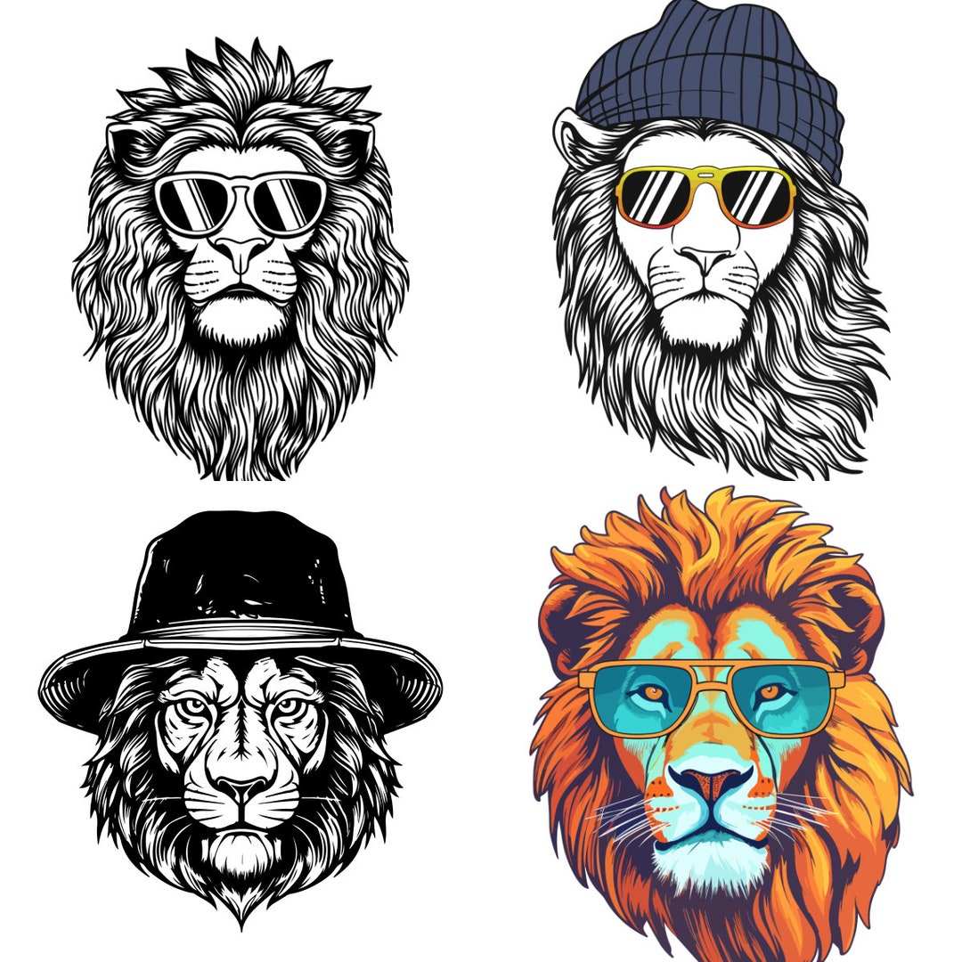 Lion Pack,4 Png Files,pencil Drawing of a Lion,lion With Glasses,cool ...