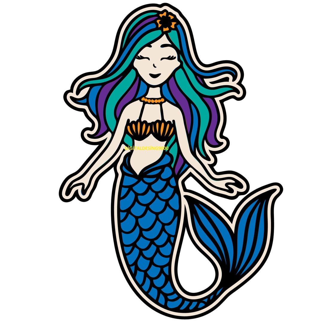 Mermaid Png,sea Creatures,wall Decor,shirt Print,blue Water Princess ...