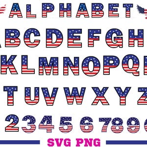 USA FLAG ALPHABET Svg, America Alphabet, American Font, American Flag ...