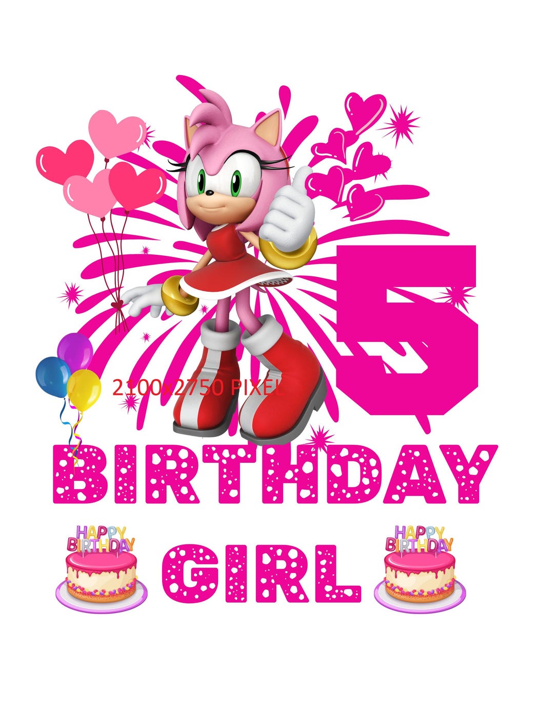Sonic Birthday Girl Png,5 Years Old Birthday Girl Shirt Picture ...