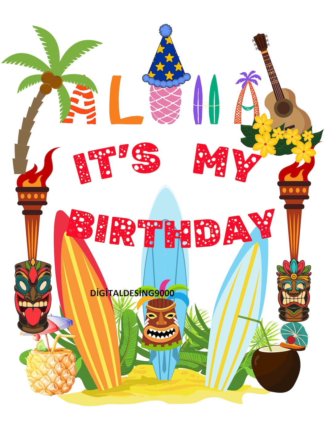 Hawaiian Birthday Png,my Birthday,birthday Party on the Beach,palm ...