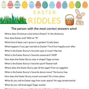 Easter Riddle Game for Kids Printable Party Game Easter Bunny Riddle ...
