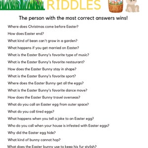 Easter Riddle Game for Kids, Printable Spring Quiz (digital Download ...