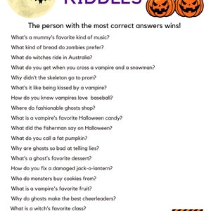 Halloween Game for Kids Printable Party Game Riddle Digital Download ...