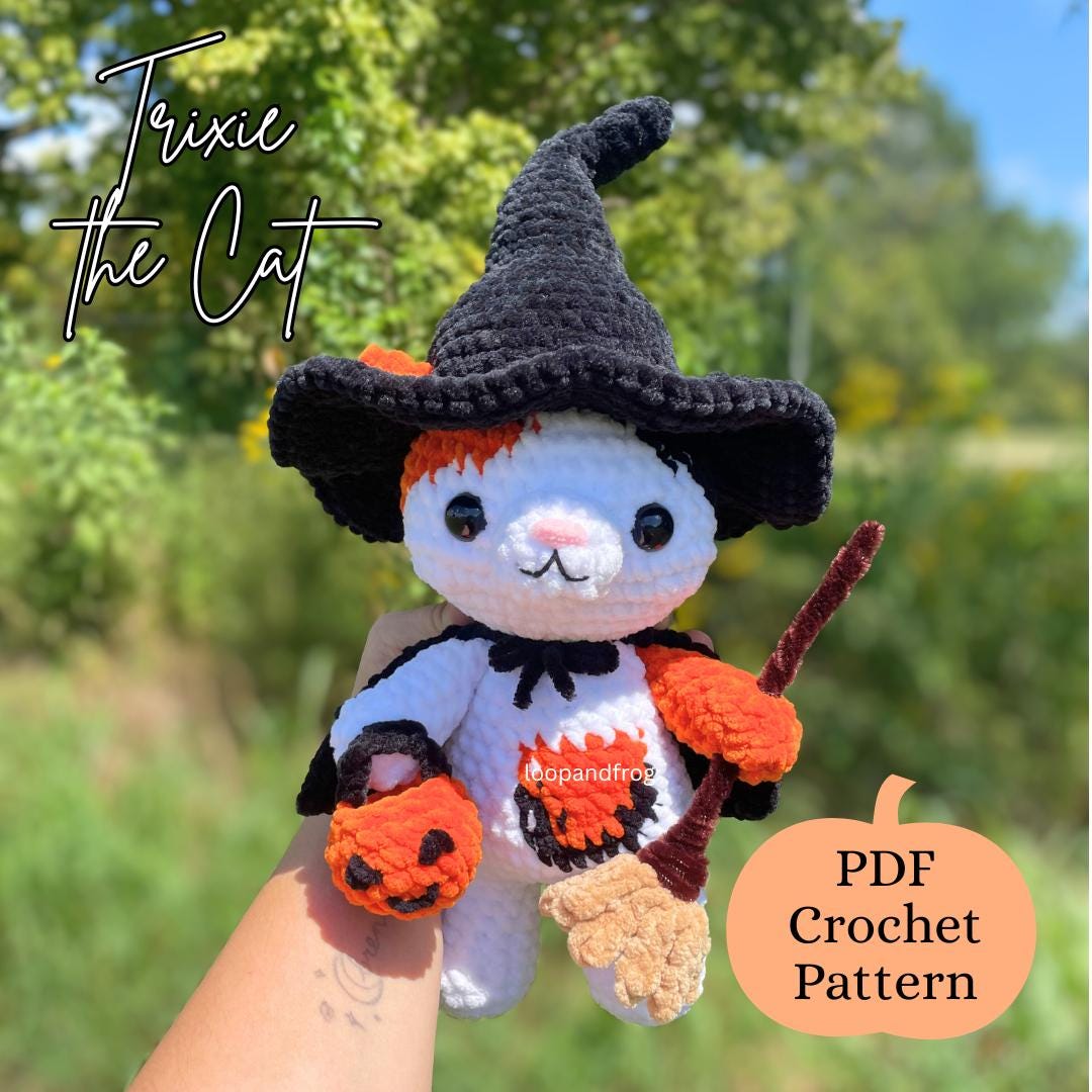 Trixie the Cat PDF Crochet Pattern: Calico Kitty Wearing Witchy ...