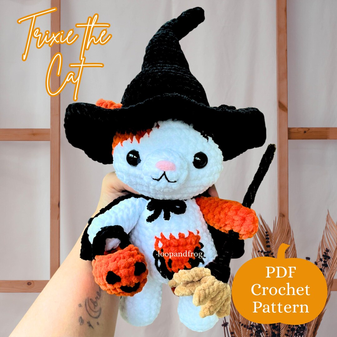 Witch Cat Crochet Pattern: Trixie the Calico Kitty Halloween Amigurumi ...