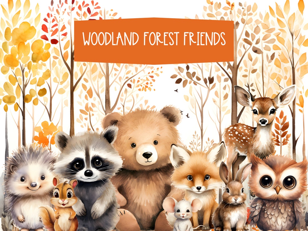 Woodland Forest Friends: Cute Woodland Animals Clipart - Etsy