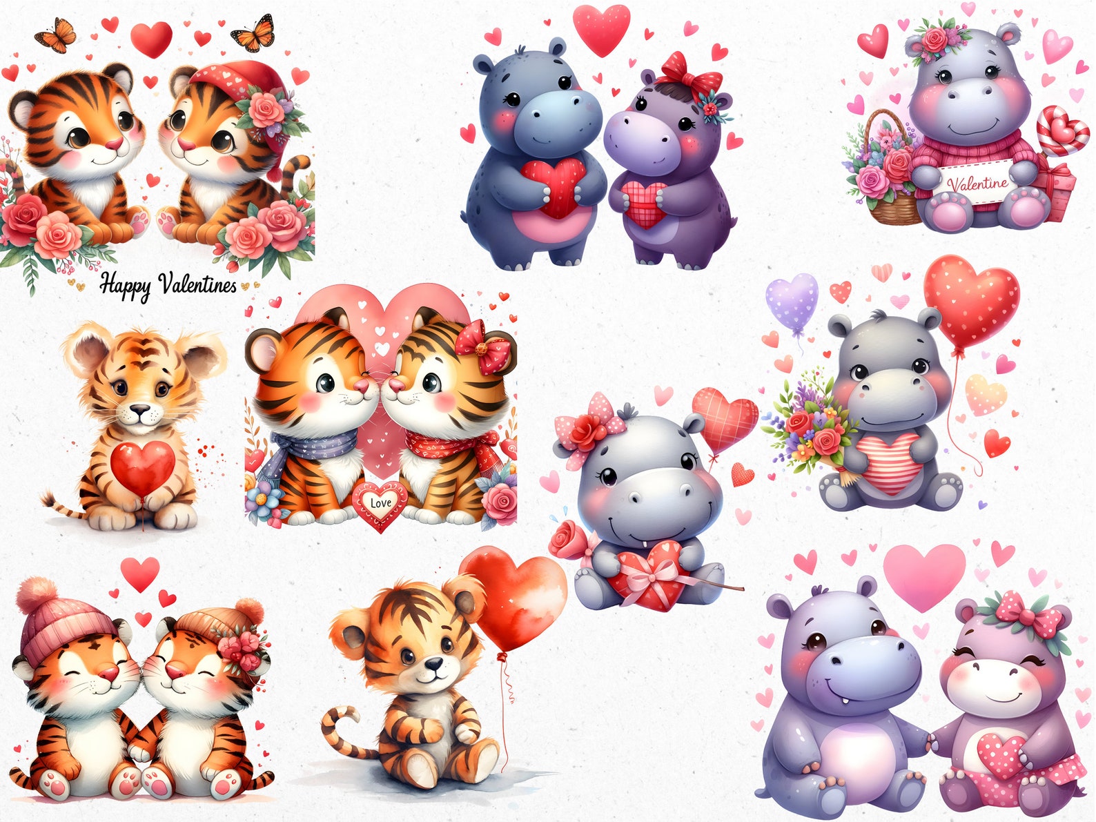 Valentine Jungle Friends: Valentine Themed Jungle Animals Clipart Cute ...