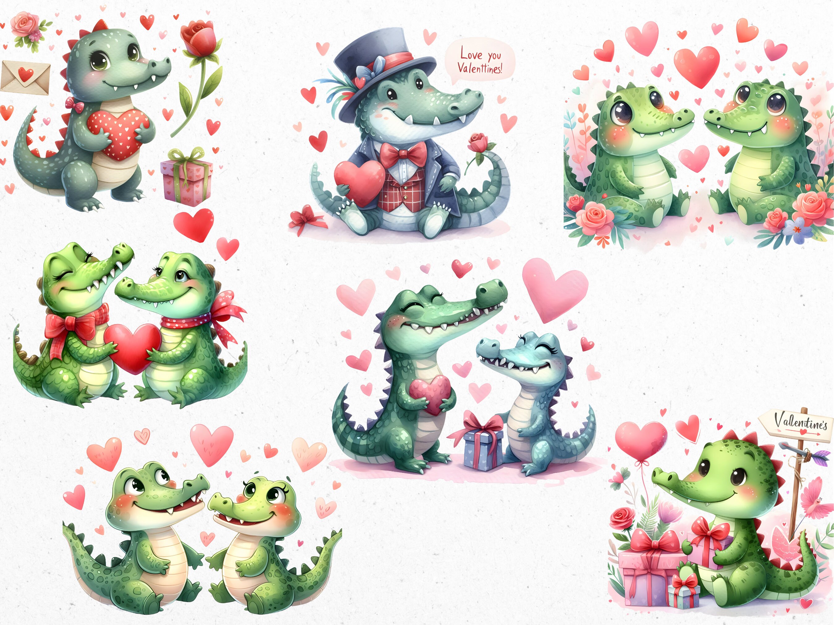 Valentine Jungle Friends: Valentine Themed Jungle Animals Clipart Cute ...