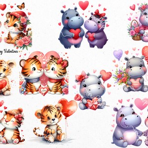 Valentine Jungle Friends: Valentine Themed Jungle Animals Clipart Cute ...