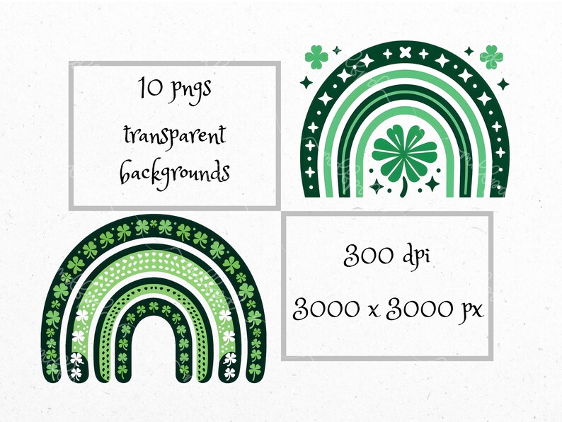 St. Patrick's Day Rainbow Clip Art: Shamrock PNG Images (digital ...