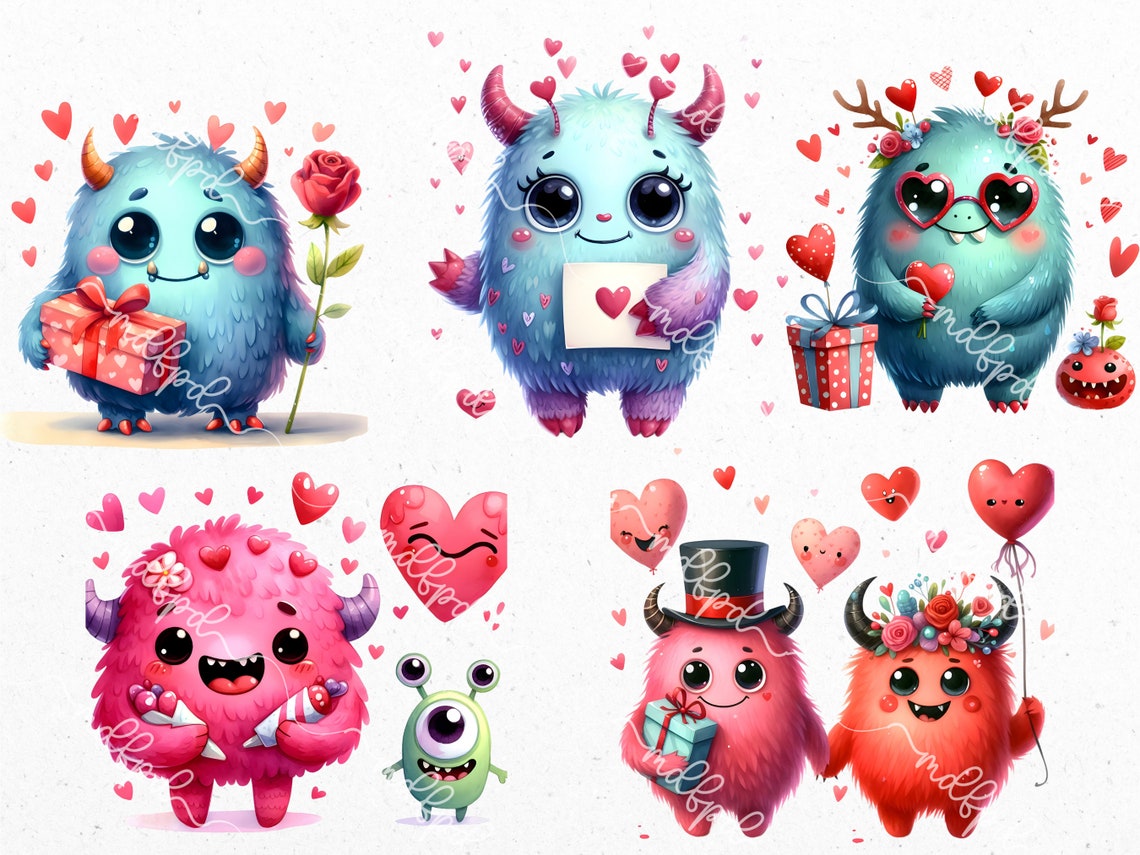 Valentine Monsters: Valentine Monster Clip Art, Valentine Monster Pngs ...