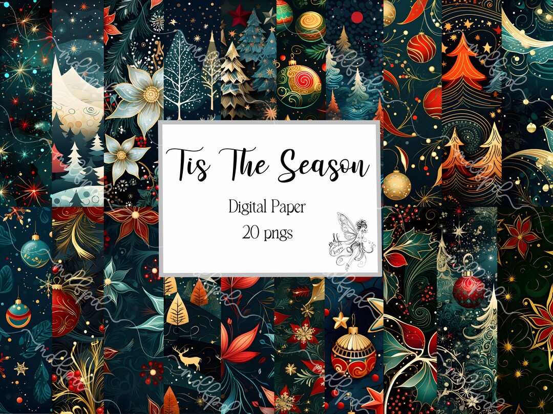 Tis the Season: Digital Paper, Christmas Paper Clipart, Winter Digital ...